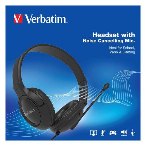 Verbatim Headset with Noise Cancelling Mic - Blue Ink Group
