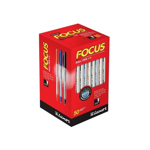 Luxor Focus Ballpoint Pen Medium Blue Box 50 - Blue Ink Group